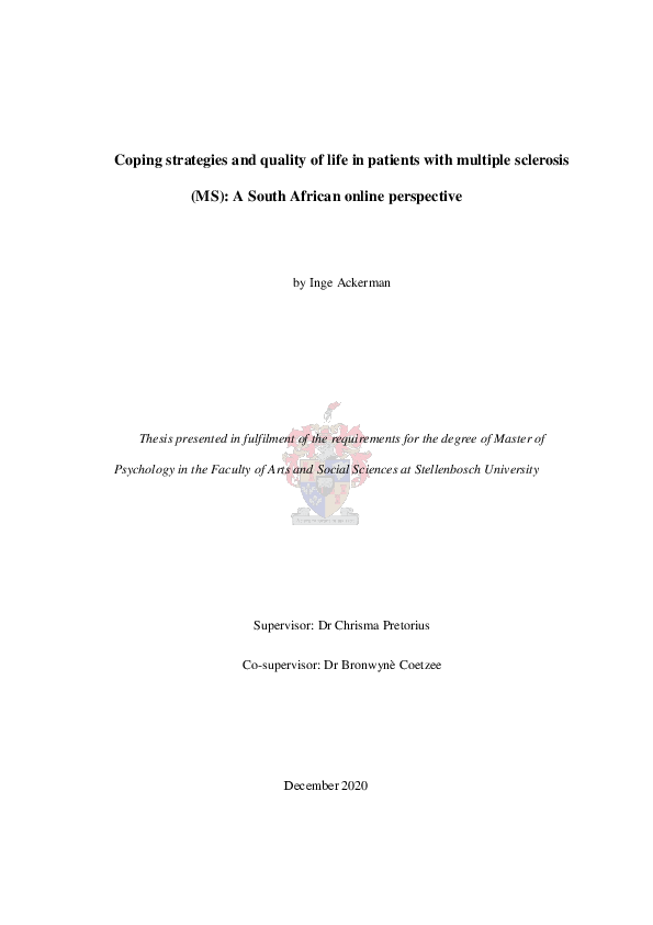 (PDF) Coping strategies and quality of life in patients with multiple ...