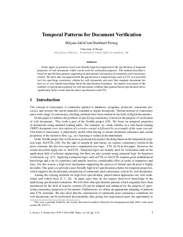 (PDF) Temporal Patterns for Document Verification | Mirjana Jaksic - Academia.edu