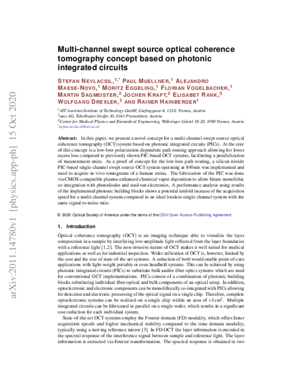 (PDF) Multi-channel swept source optical coherence tomography concept ...