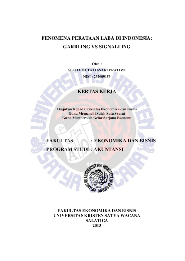 (PDF) Fenomena Perataan Laba DI Indonesia: Garbling vs Signalling