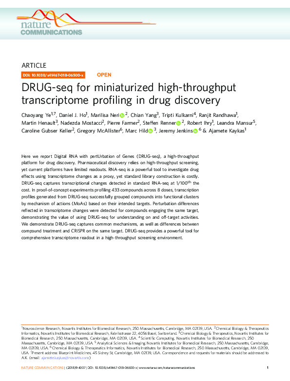 (PDF) DRUG-seq for miniaturized high-throughput transcriptome profiling ... (PDF) DRUG-seq for miniaturized high-throughput transcriptome profiling ...