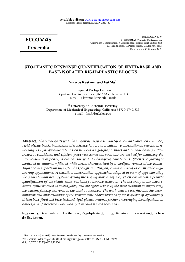 (PDF) Stochastic Response Comparison between Base Isolated and Fixed-Base Structures