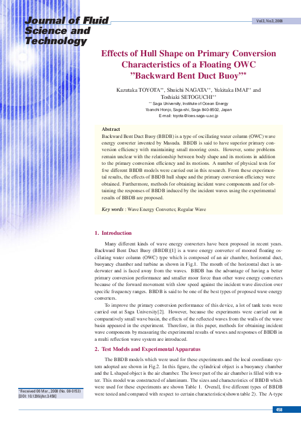 (PDF) Effects of Hull Shape on Primary Conversion Characteristics of a ...