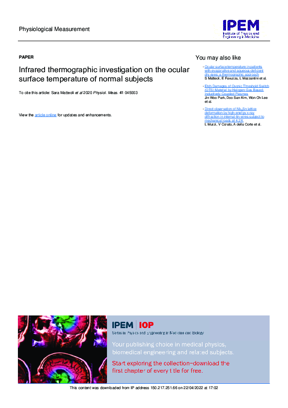 (PDF) Infrared thermographic investigation on the ocular surface temperature of normal subjects