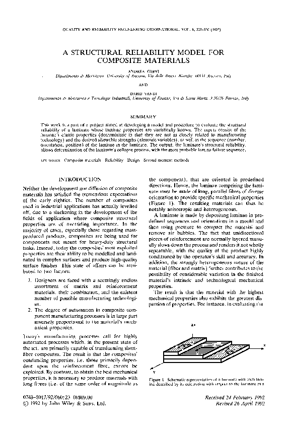 (PDF) A structural reliability model for composite materials