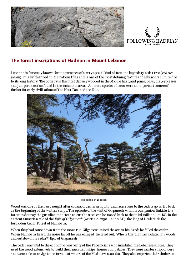 (PDF) The forest inscriptions of Hadrian in Mount Lebanon