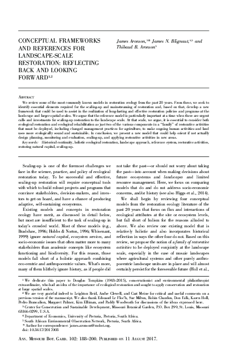(PDF) Landscape-Scale Restoration : Reflecting Back and Looking Forward