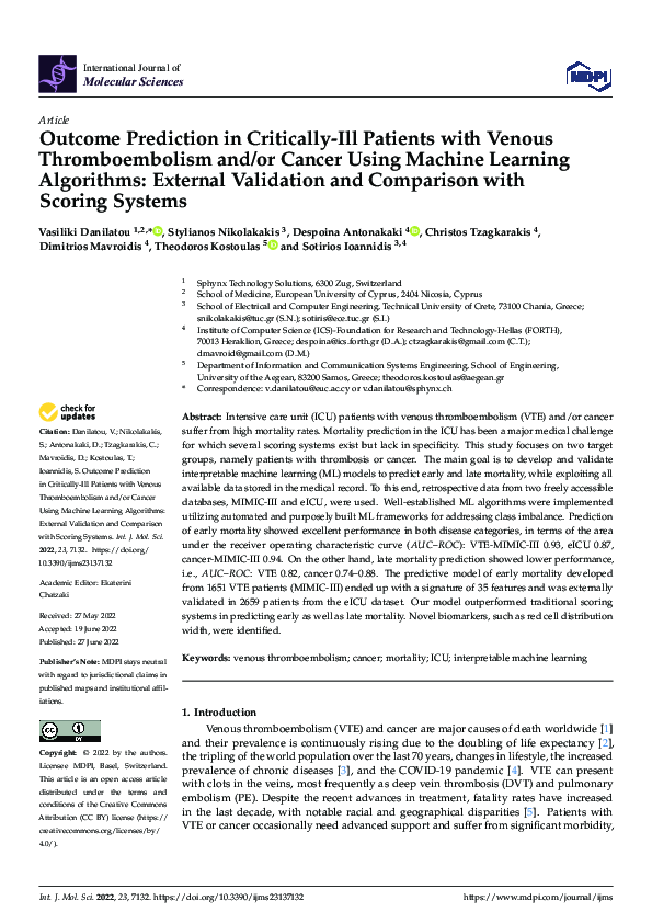 (PDF) Outcome Prediction in Critically-Ill Patients with Venous ...