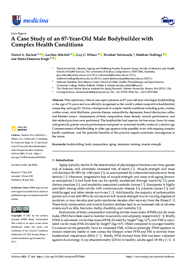 (PDF) A Case Study of an 87-Year-Old Male Bodybuilder with Complex ...
