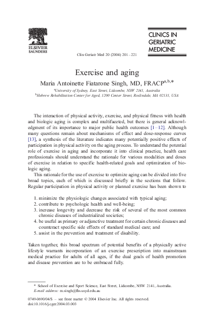 (PDF) Exercise and aging