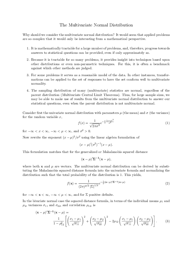 Pdf Multivariate Normal Distribution