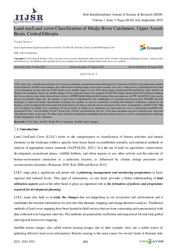 (PDF) Land use/Land cover Classification of Modjo River Catchment ...