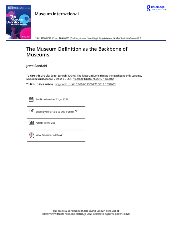 (PDF) The Museum Definition as the Backbone of Museums