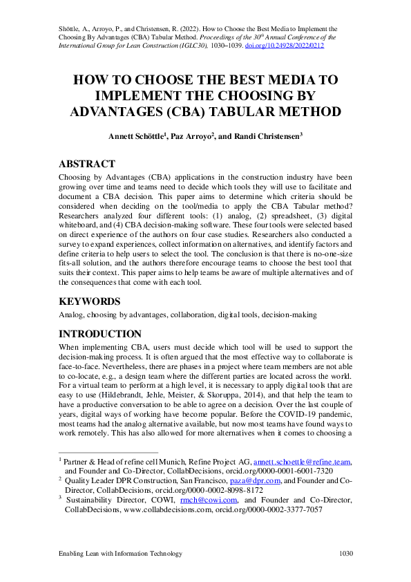 (PDF) How to Choose the Best Media to Implement the Choosing by Advantages (CBA) Tabular Method
