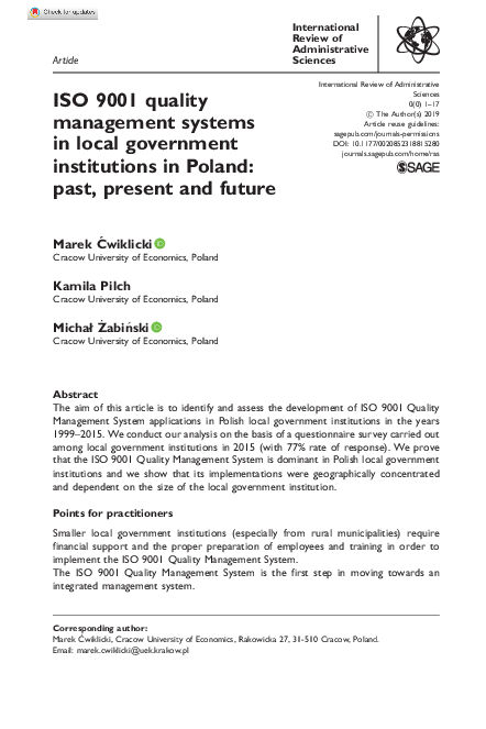 (PDF) ISO 9001 quality management systems in local government ...