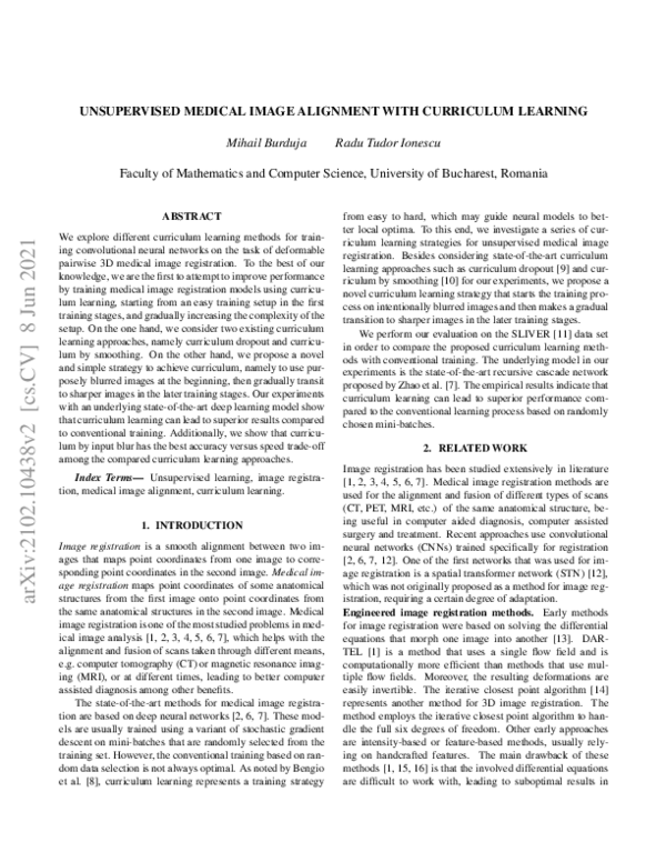 (PDF) Unsupervised Medical Image Alignment With Curriculum Learning