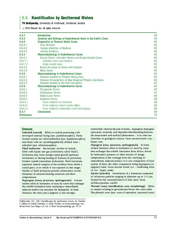 (PDF) 6.6 Karstification by Geothermal Waters