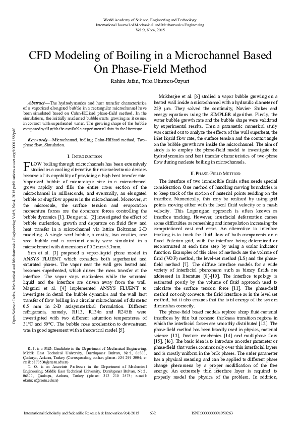 (PDF) Cfd Modeling Of Boiling In A Microchannel Based On Phase-Field Method