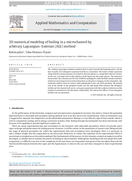 (PDF) 3D numerical modeling of boiling in a microchannel by arbitrary ... (PDF) 3D numerical modeling of boiling in a microchannel by arbitrary ...