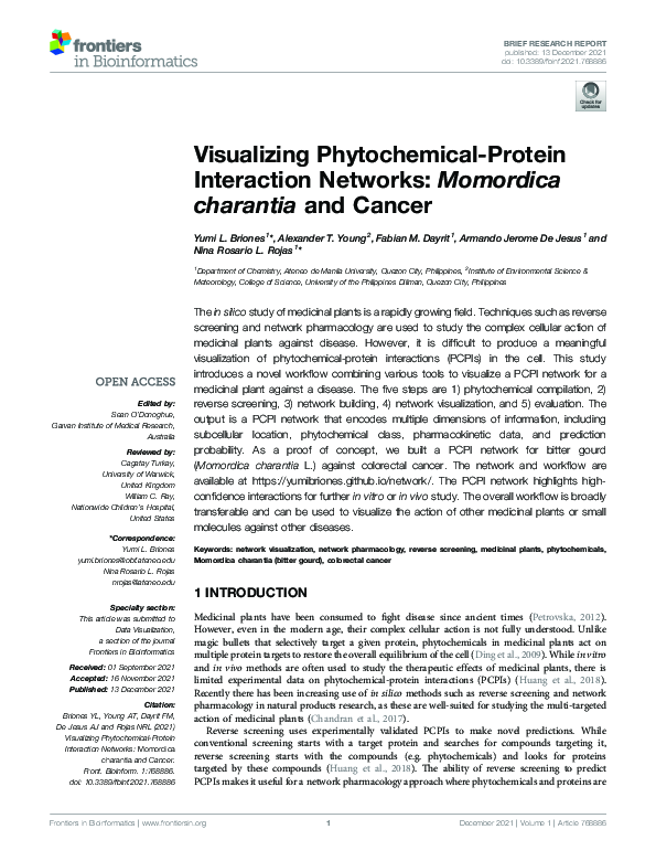 (PDF) Visualizing Phytochemical-Protein Interaction Networks: Momordica ...