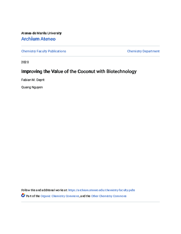 (PDF) Improving the Value of the Coconut with Biotechnology