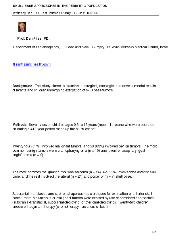 (PDF) Skull base approaches in the pediatric population