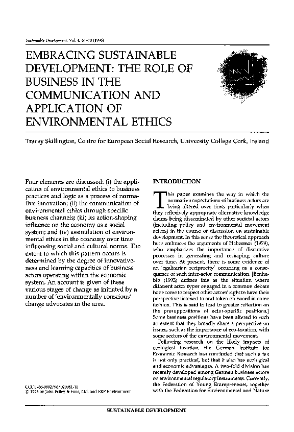 (PDF) Embracing Sustainable Development: The Role of Business in the ...