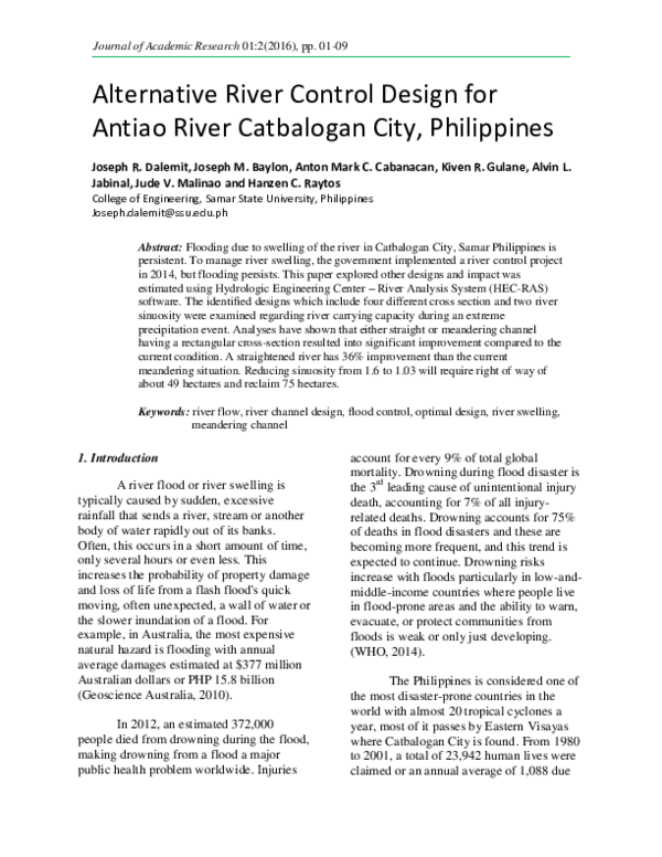 (PDF) Alternative River Control Design for Antiao River Catbalogan City ...