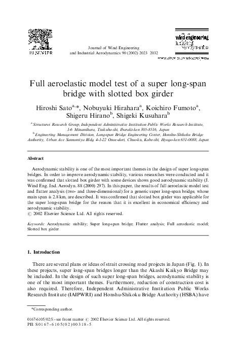 (PDF) Full aeroelastic model test of a super long-span bridge with ...