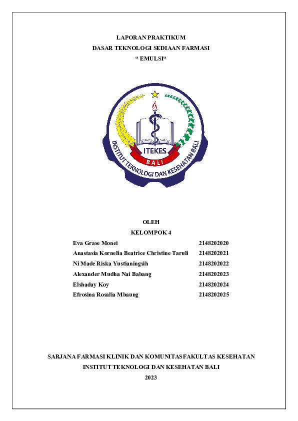 (PDF) LAPORAN PRAKTIKUM EMULSI K.4