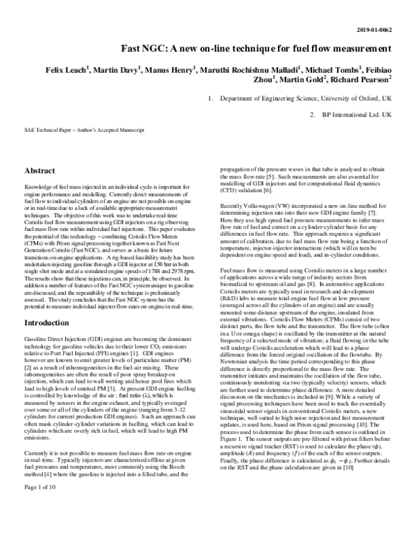 (PDF) Fast NGC: A New On-Line Technique for Fuel Flow Measurement