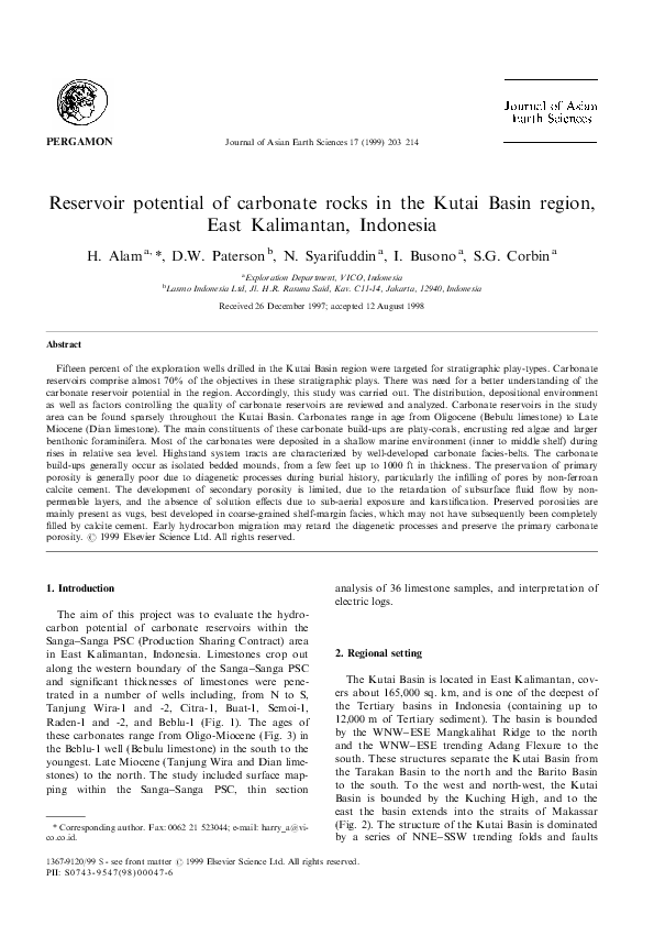 (PDF) Reservoir potential of carbonate rocks in the Kutai Basin region ...