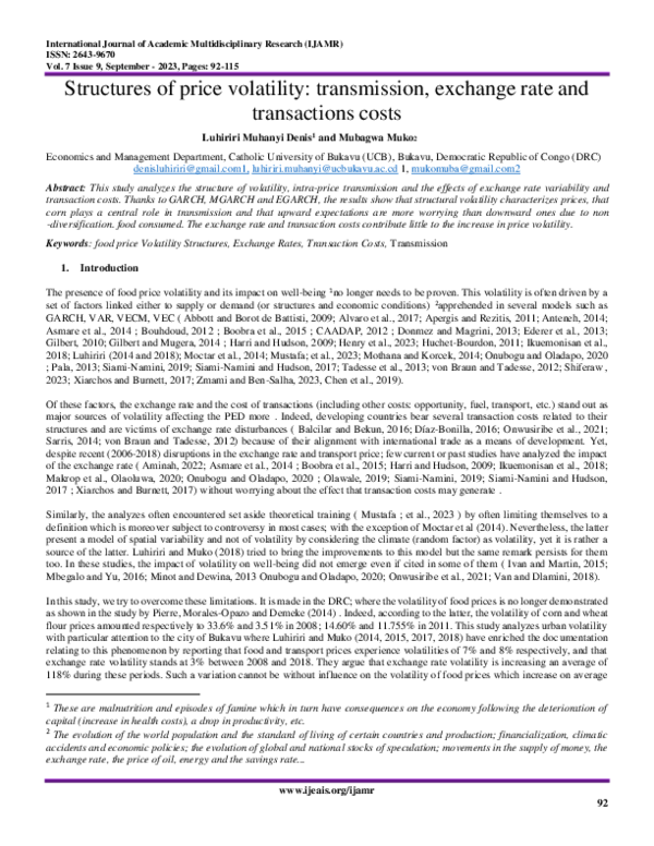 (PDF) Structures of price volatility: transmission, exchange rate and ...