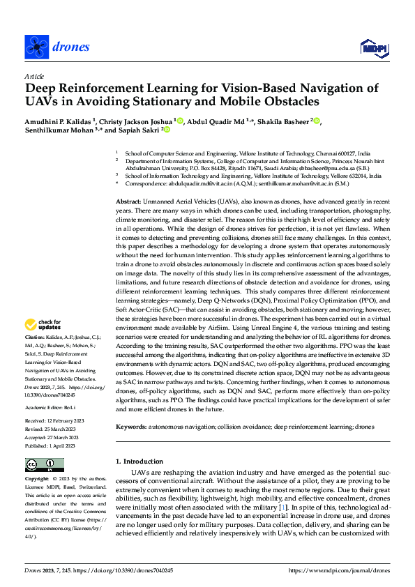 (PDF) Deep Reinforcement Learning for Vision-Based Navigation of UAVs in Avoiding Stationary and ...