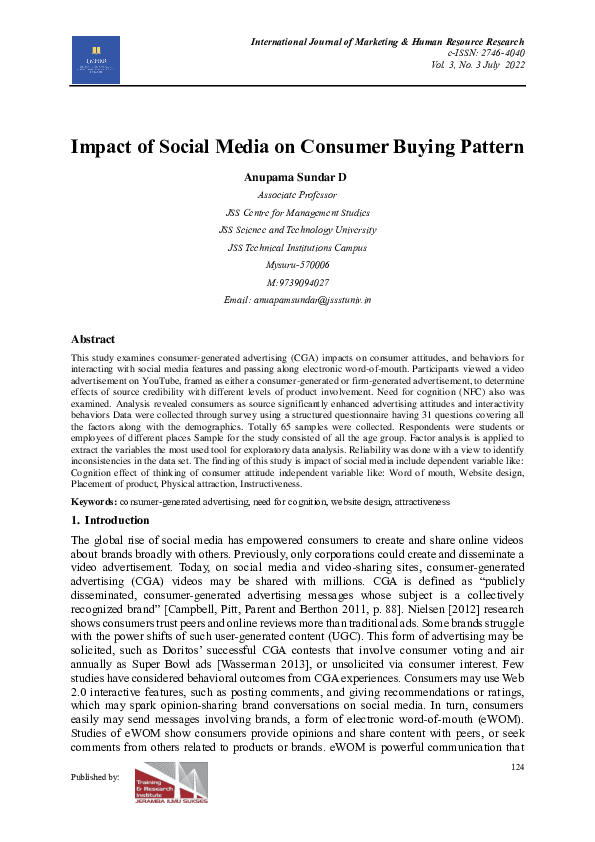 (PDF) Impact of Social Media on Consumer Buying Pattern