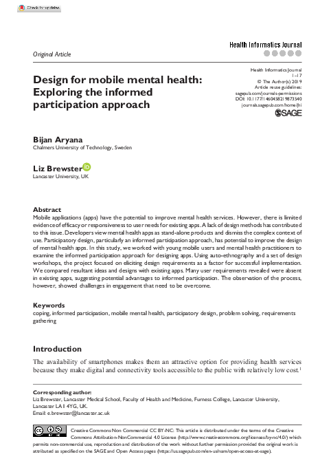 (PDF) Design for mobile mental health: Exploring the informed ...