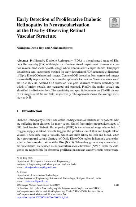 (PDF) Early Detection of Proliferative Diabetic Retinopathy in Neovascularization at the Disc by ...