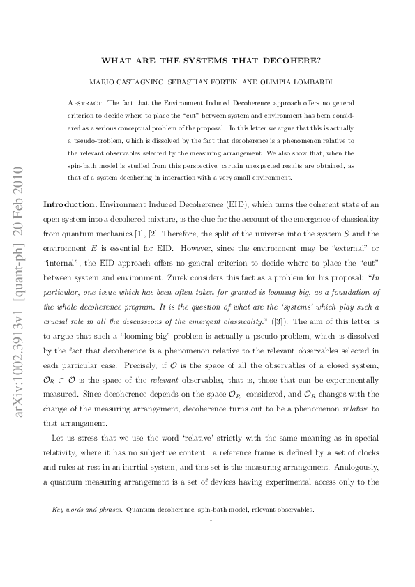(PDF) What are the systems that decohere