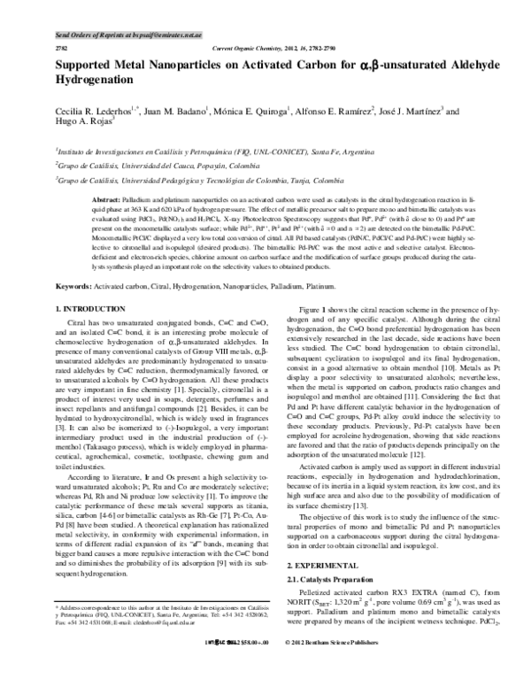 (PDF) Metal Nanoparticles on Carbon for Aldehyde Reduction