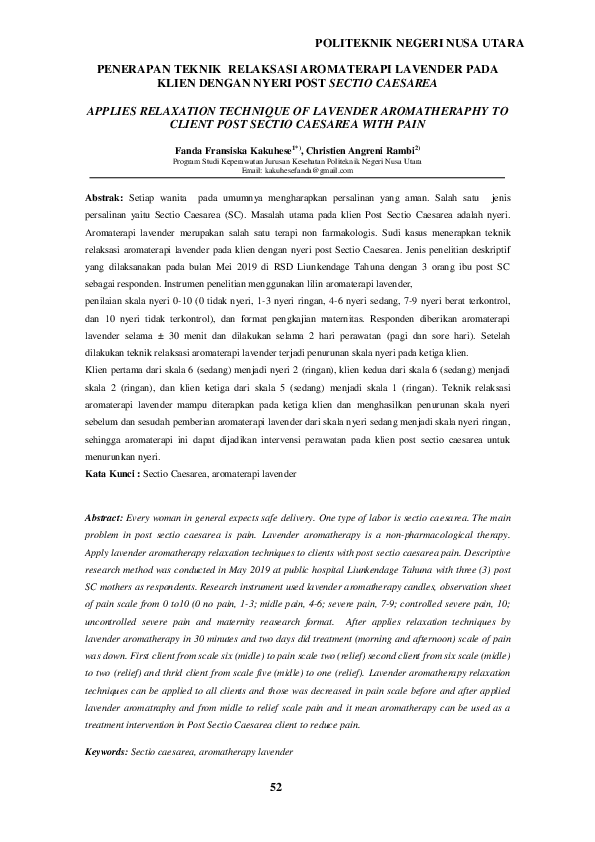 (PDF) Penerapan Teknik Relaksasi Aromaterapi Lavender Pada Klien Dengan ...
