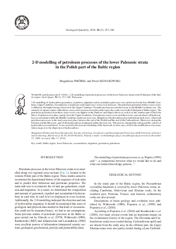 (PDF) 2-D modelling of petroleum processes of the lower Paleozoic ...
