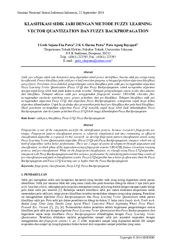 (PDF) Klasifikasi Sidik Jari Dengan Metode Fuzzy Learningvector Quantization Dan Fuzzy ...