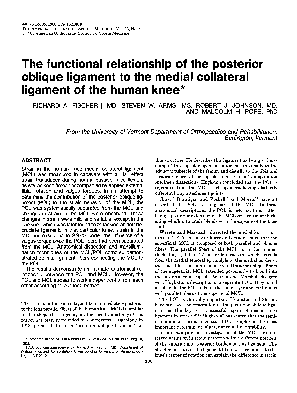 (PDF) The functional relationship of the posterior oblique ligament to ...