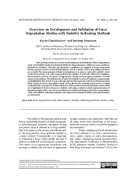 (PDF) Overview on Development and Validation of Force Degradation Studies with Stability ...