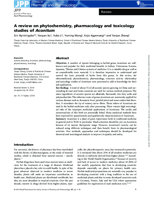 (PDF) A review on phytochemistry, pharmacology and toxicology studies ...