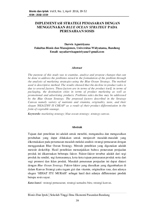 (PDF) Implementasi Strategi Pemasaran Dengan Menggunakan Blue Ocean ...