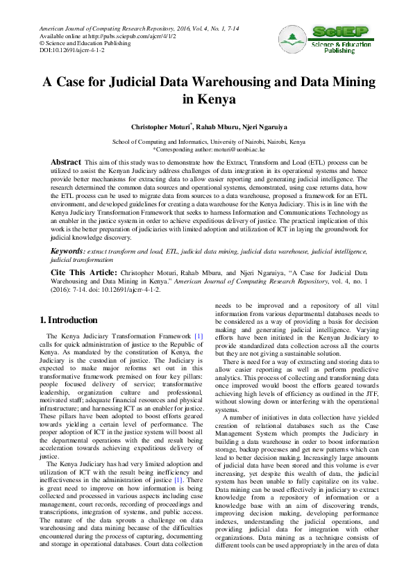 (PDF) Data Warehousing and Mining
