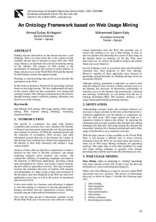 Pdf An Ontology Framework Based On Web Usage Mining