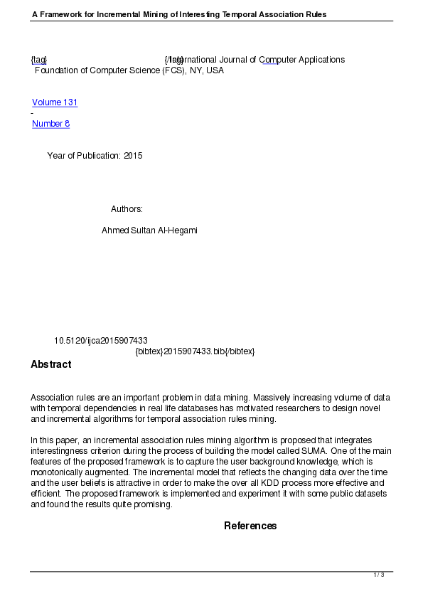 (PDF) A Framework for Incremental Mining of Interesting Temporal Association Rules