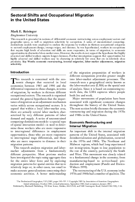 (PDF) Sectoral Shifts and Occupational Migration in the United States